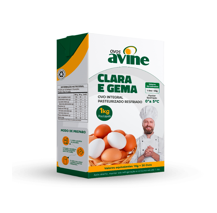 Ovo Integral Clara E Gemas Embalagem Tetrapak 1kg | Avine